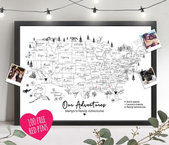 Personalised Map of United States of America USA World - Etsy