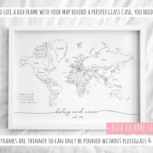 Personalised World Travel Push Pin Map - Framed - 100 Free Pins - Etsy UK