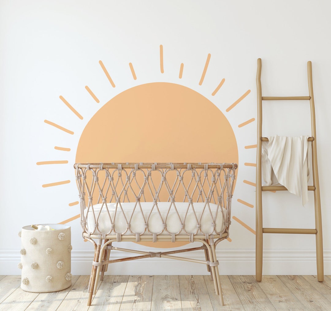 Boho Sunshine Neutral Wall Mural - Peel and Stick SUN Extra Large Decal ...