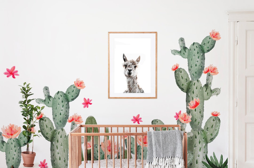 FABRIC Boho LARGE SET Cactus Nursery Wall Stickers / Decals - Childrens ...