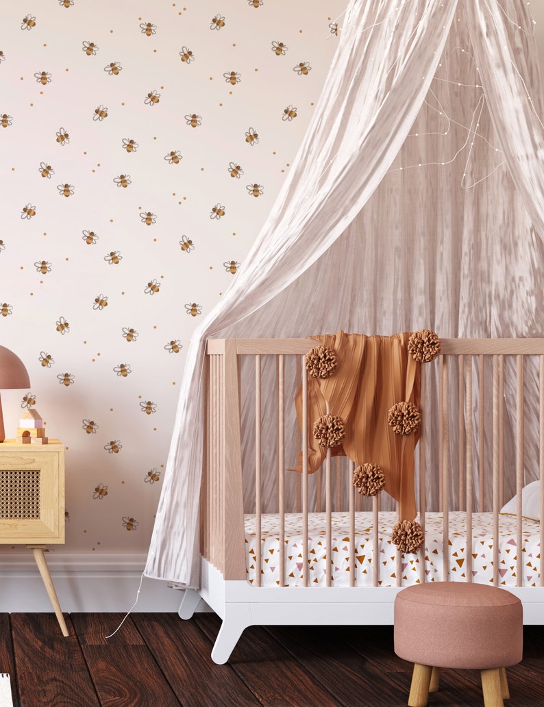 Farm Animals / Bumblebee Bee Neutral Drawn Floral Wall Mural - Peel and ...