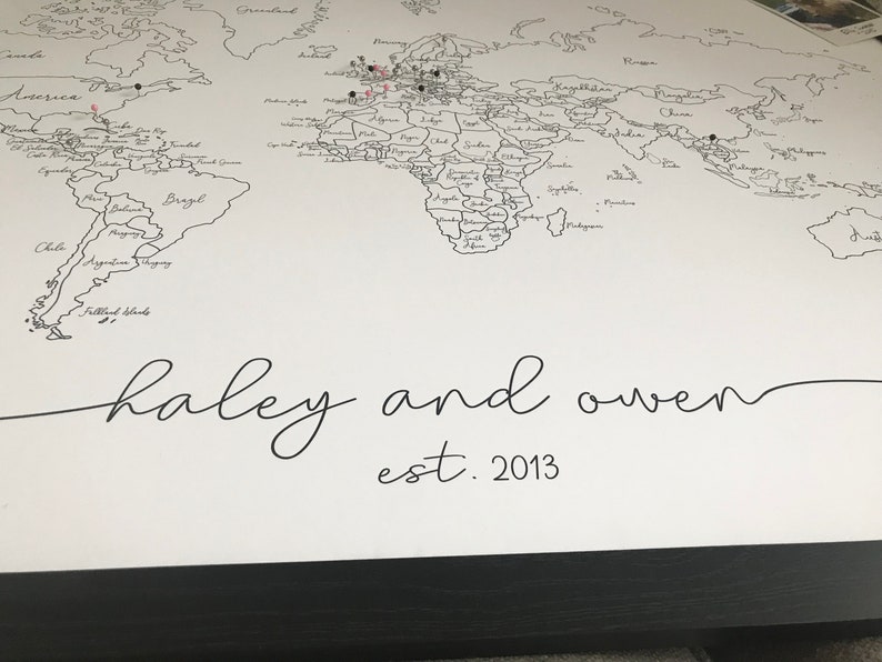 Personalised World Travel Push Pin Map - Framed - 100 FREE Pins - Etsy UK