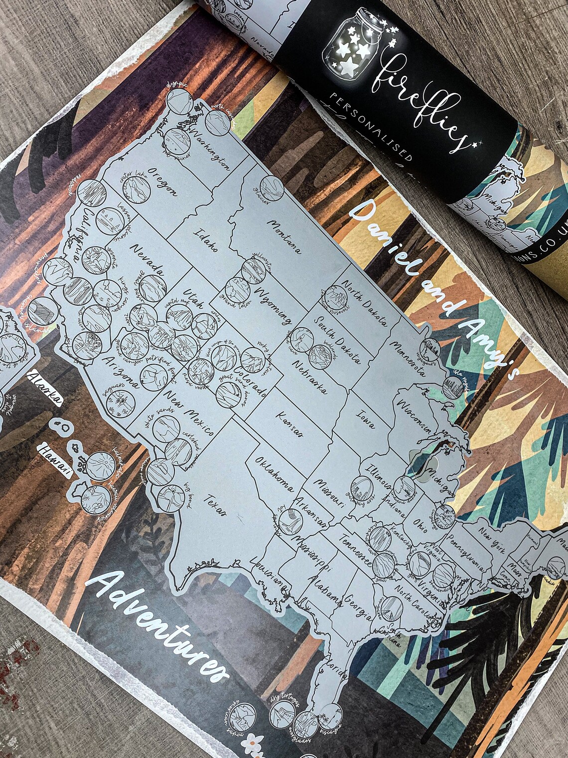 Personalized US National Parks Scratch off Map – Watercolor Travel ...
