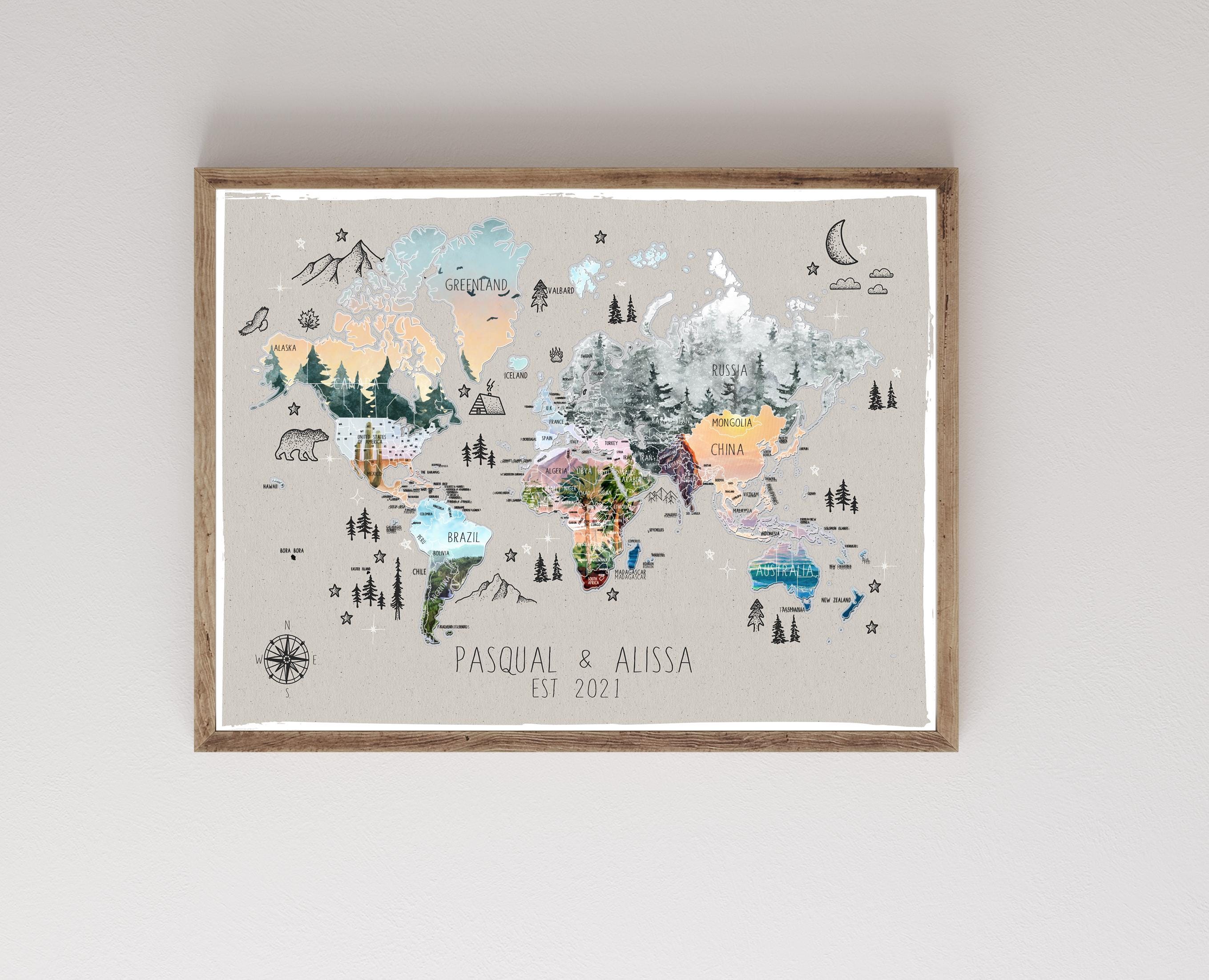 Personalised Camping Sketches Edition - Scratch off Map Hand Drawn ...