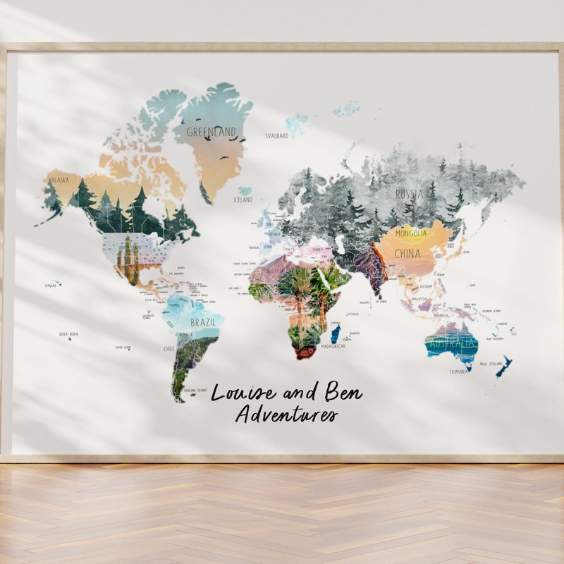 Watercolor World Map - Etsy