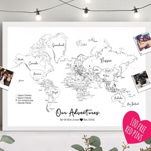 Personalised World Travel Push Pin Map Framed - Etsy UK