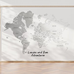 A1 LARGE Personalised Scratch off Map Hand Drawn Watercolour World ...