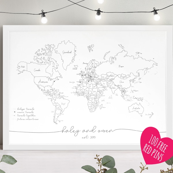 Travel Map Push Pin String - Etsy