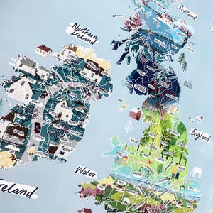 Personalised Scratch off Map Hand Drawn Watercolour UK MAP of England ...