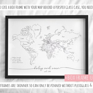 Personalised World Travel Push Pin Map - Framed - 100 Free Pins - Etsy UK