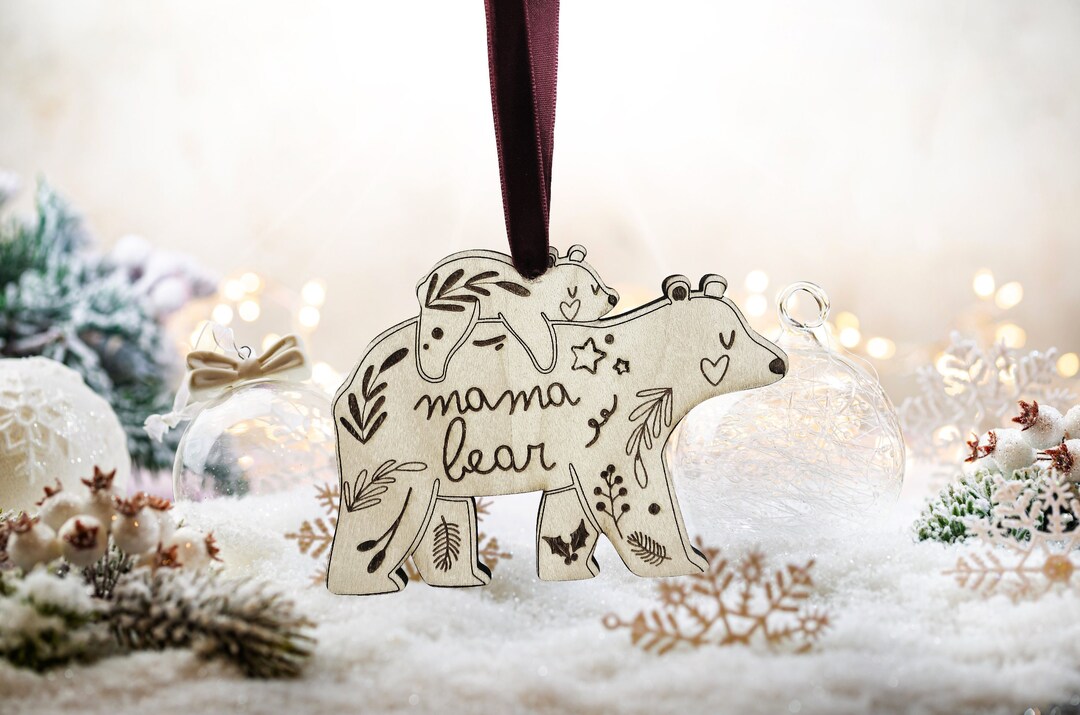 Mama Bear and Baby Bear Christmas Tree Decoration - Mum Xmas Ornament ...
