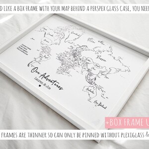 Personalised World Travel Push Pin Map Framed - Etsy UK