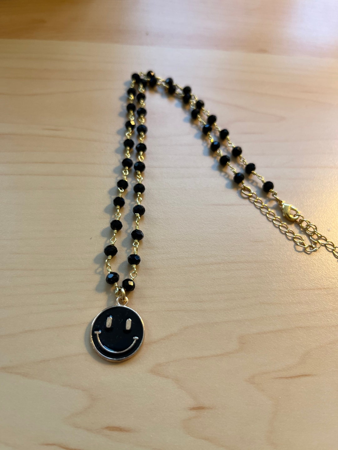Smiley Face Necklace, Black Smiley Face Necklace, Smiley Face Choker ...