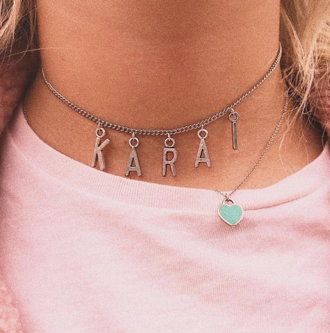 Chunky Name Necklace, Custom Name Necklace, Baby Name Necklace, Dainty ...