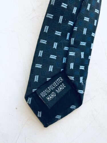 Men's Check Polyester Necktie in Navy Blue for a Polished Look EBY ...