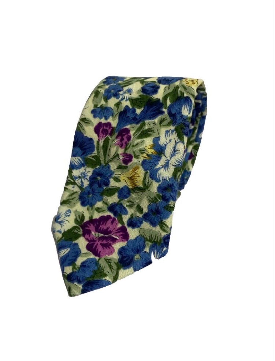 Skopes Men’s White Blue Floral Design 100% Cotton Tie Necktie - Etsy