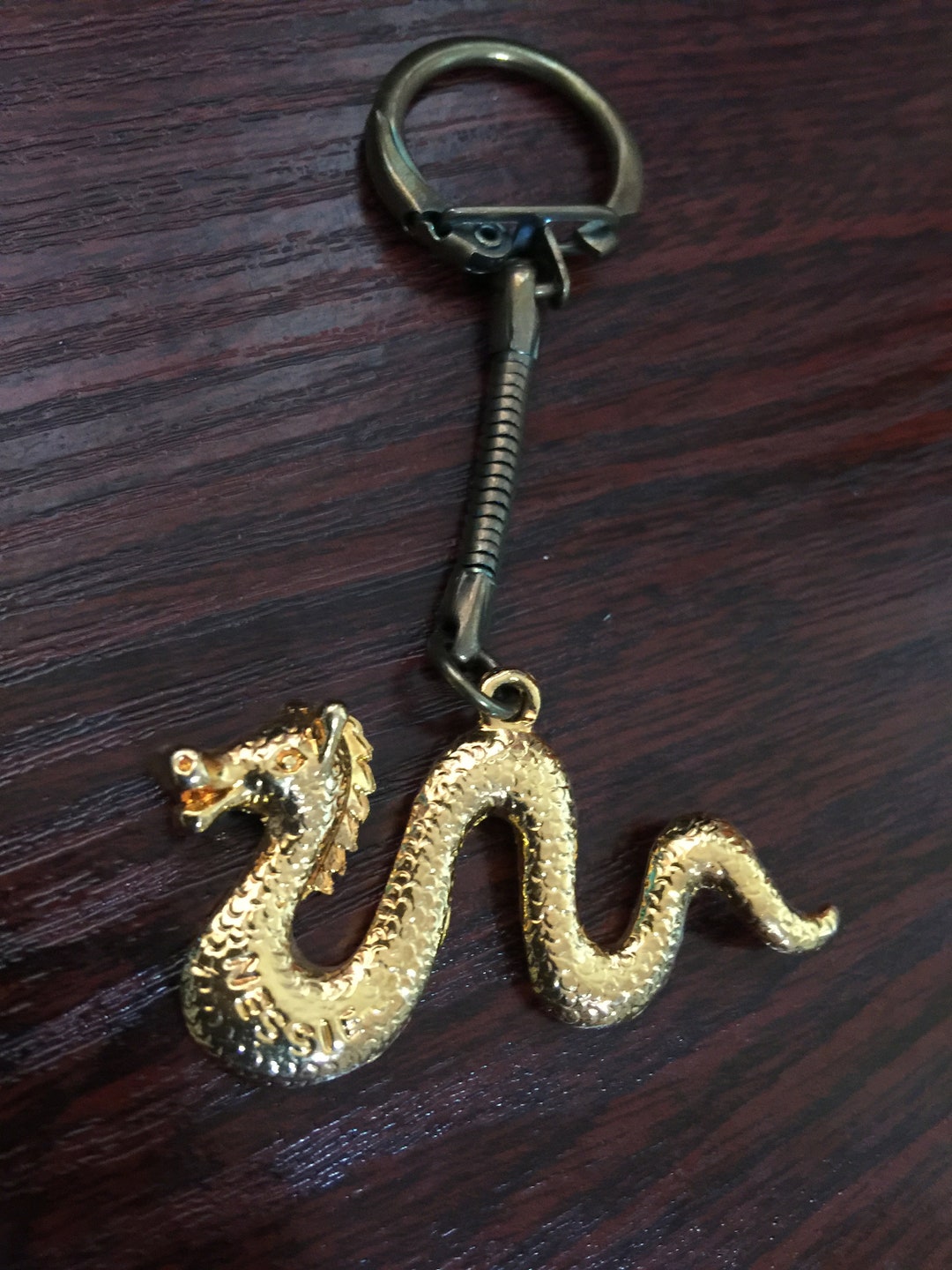 Chinese Golden Dragon Metal Keyring/keychain - Etsy