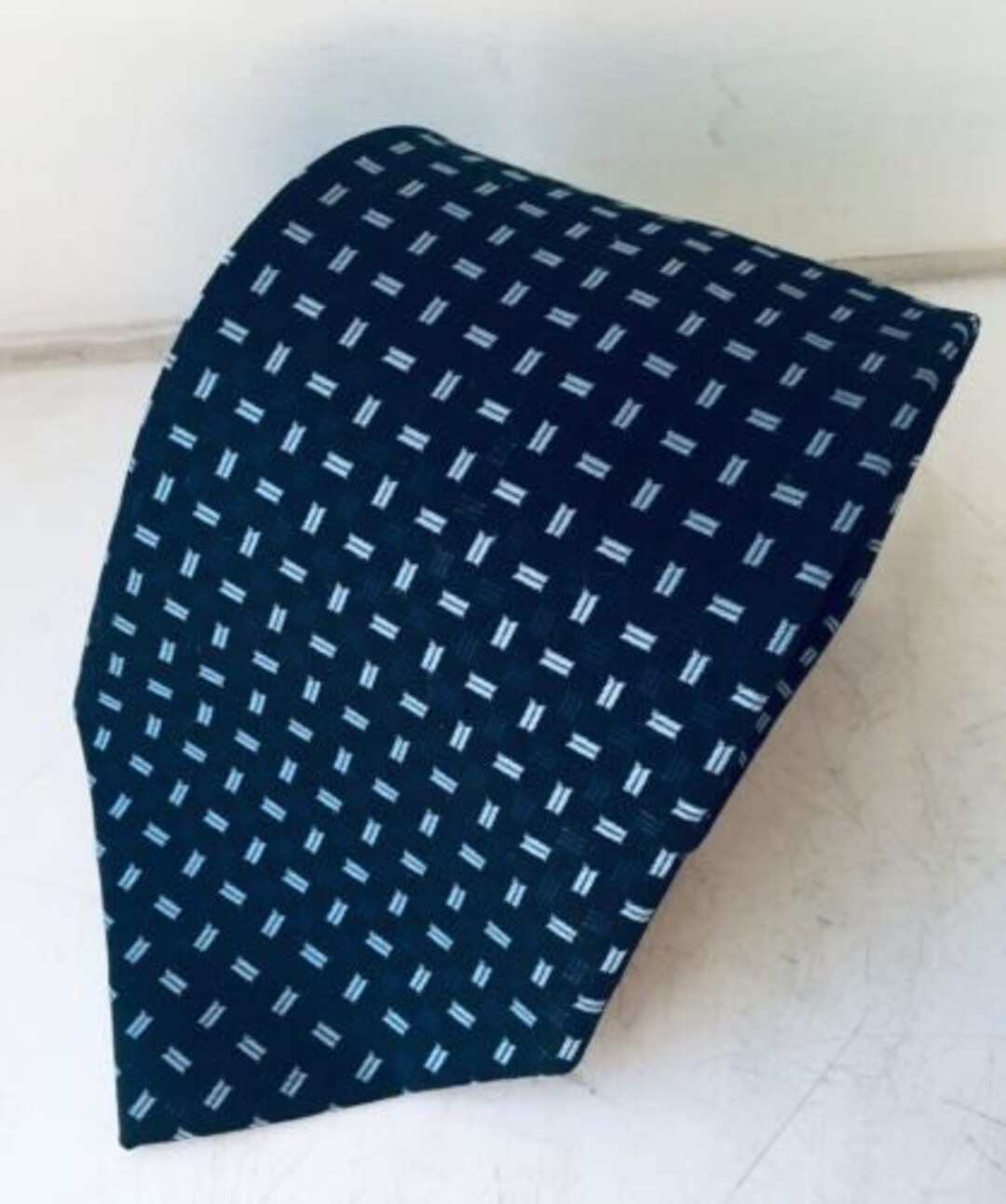 Men's Check Polyester Necktie in Navy Blue for a Polished Look EBY ...