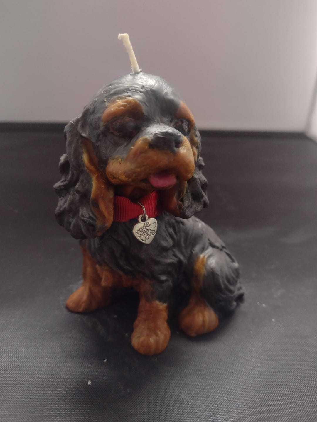 Cocker Spaniel Black and Tan Puppy Candle Gift Cake Topper Birthday ...