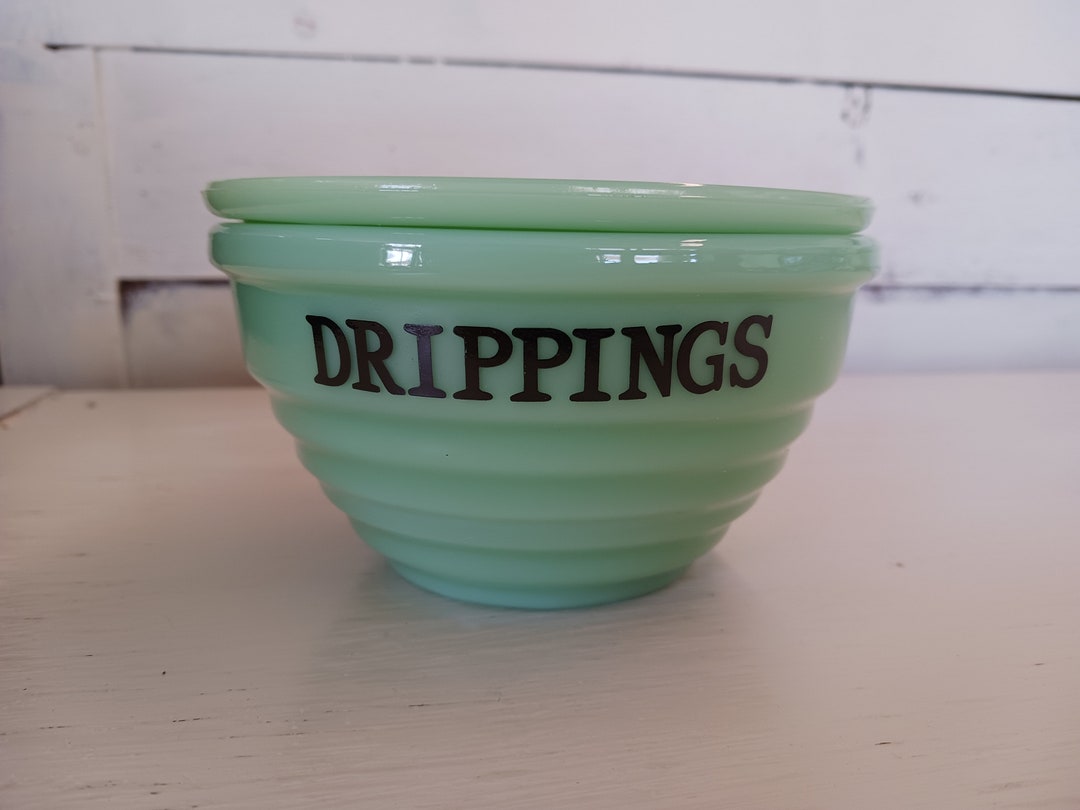 Jadeite Depression Style Glass Drippings Bowl With Lid - Etsy