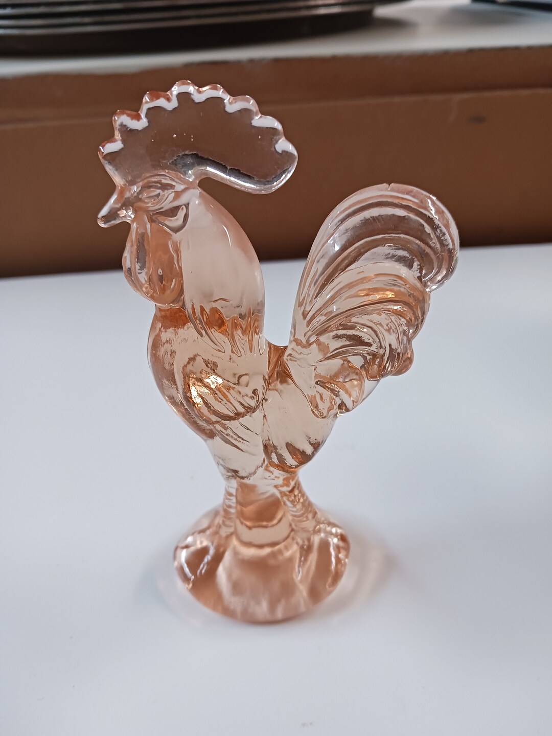 Pink Rooster Depression Style Glass Figurine - Etsy