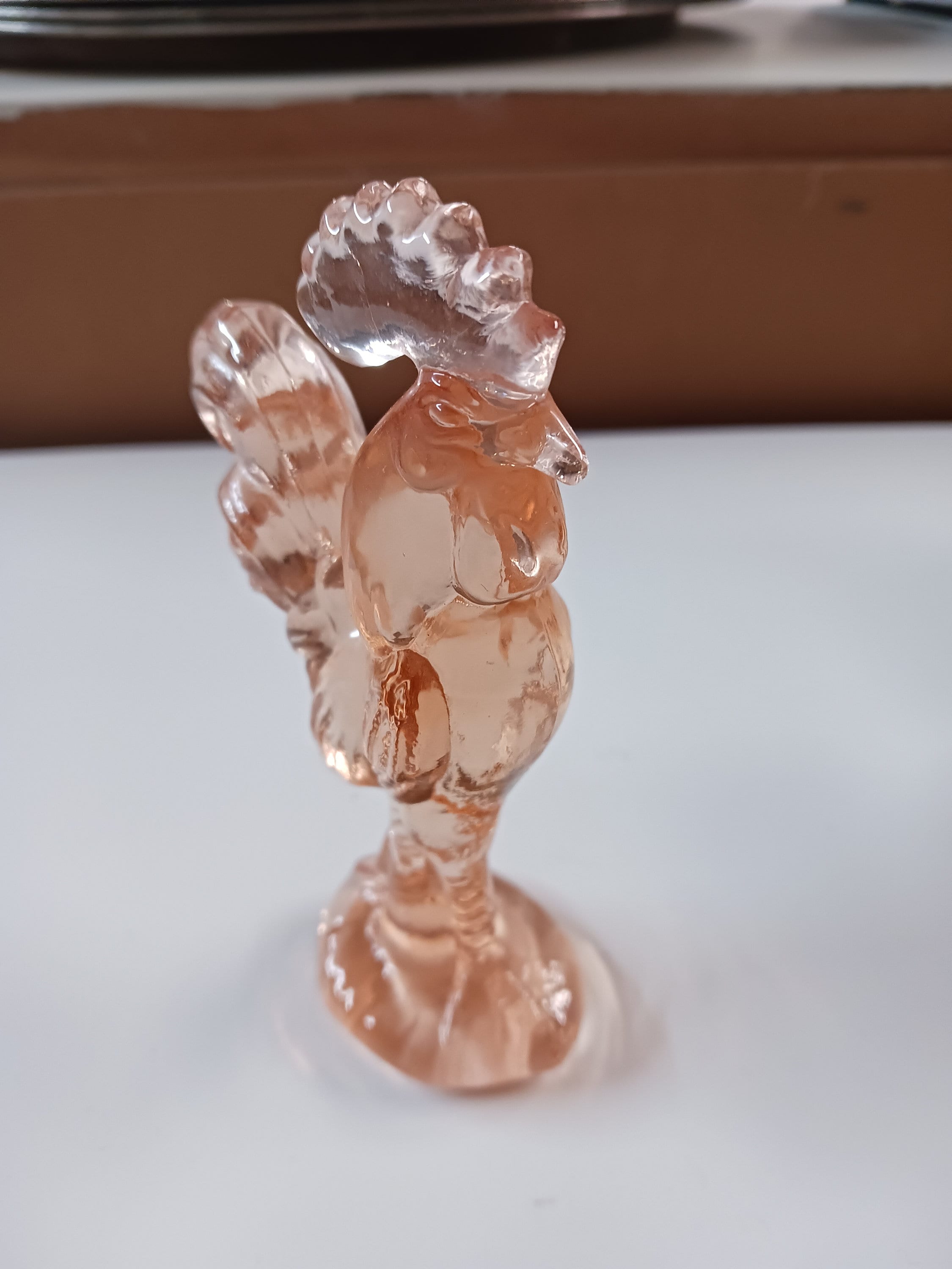 Pink Rooster Depression Style Glass Figurine - Etsy
