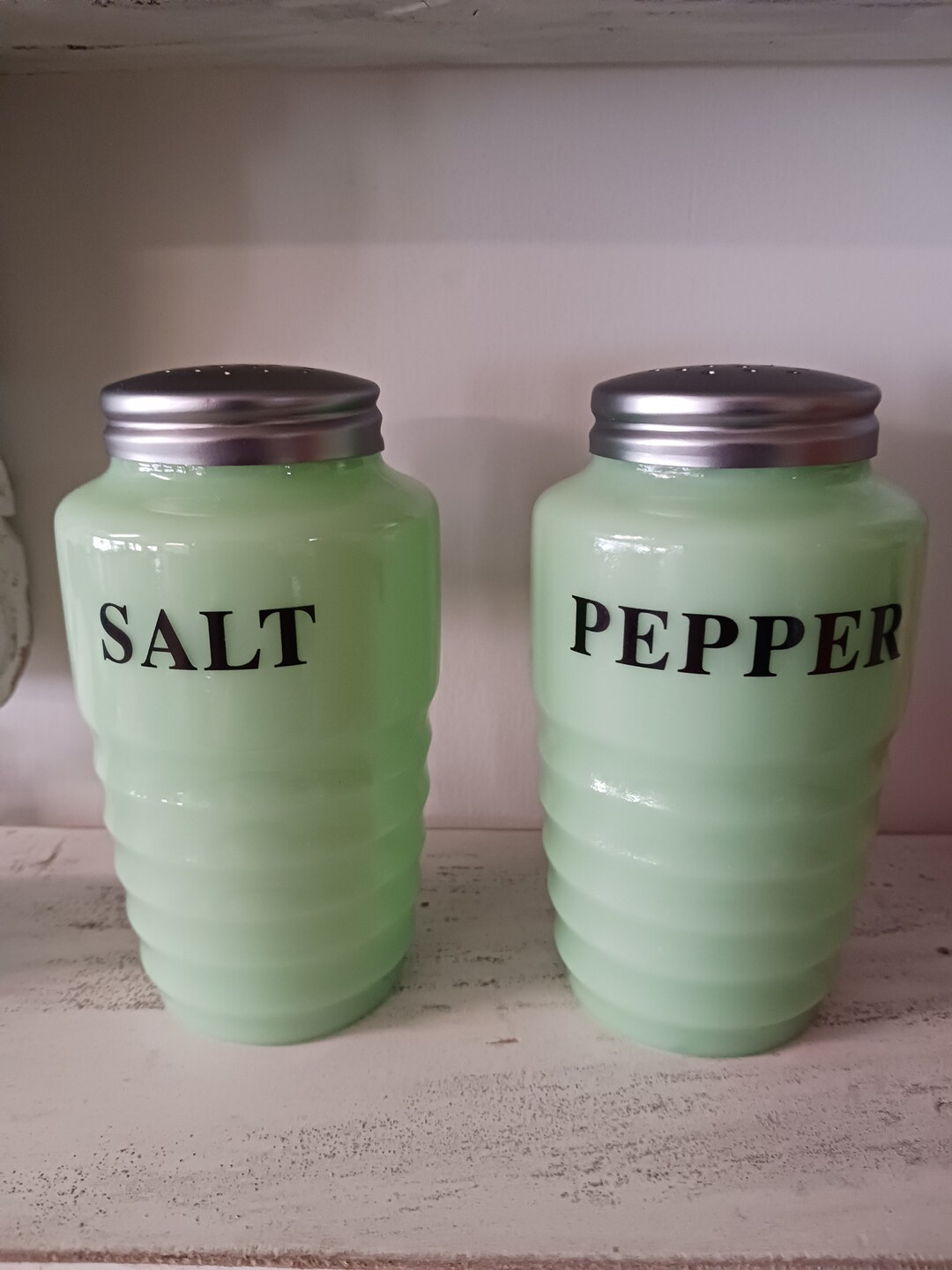 Jadeite Salt and Pepper Shakers - Etsy