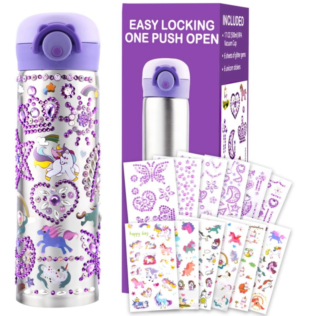 Glitter Thermos, for Children, Customizable, Glass With Imitation ...