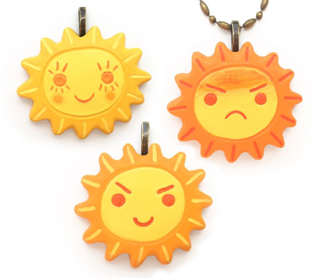 Mad Sun • Bad Sun • Glad Sun • Necklace • Pin • Brooch • Summer Jewelry ...