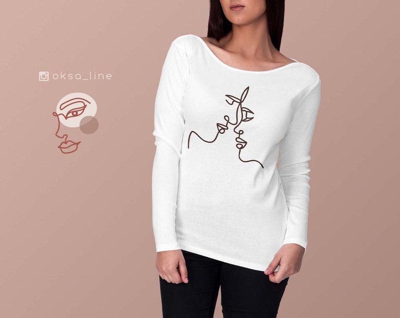 One Line Couple Svg Drawing Set Woman Abstract Face Abstract - Etsy