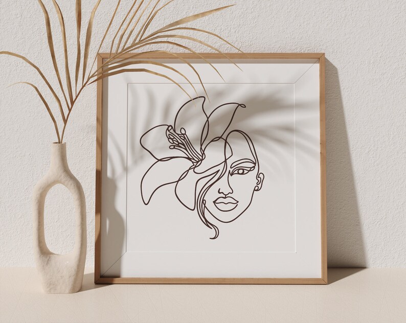 One Line Art Frau Gesicht Blume SVG Zeichnung Abstrakte - Etsy Schweiz