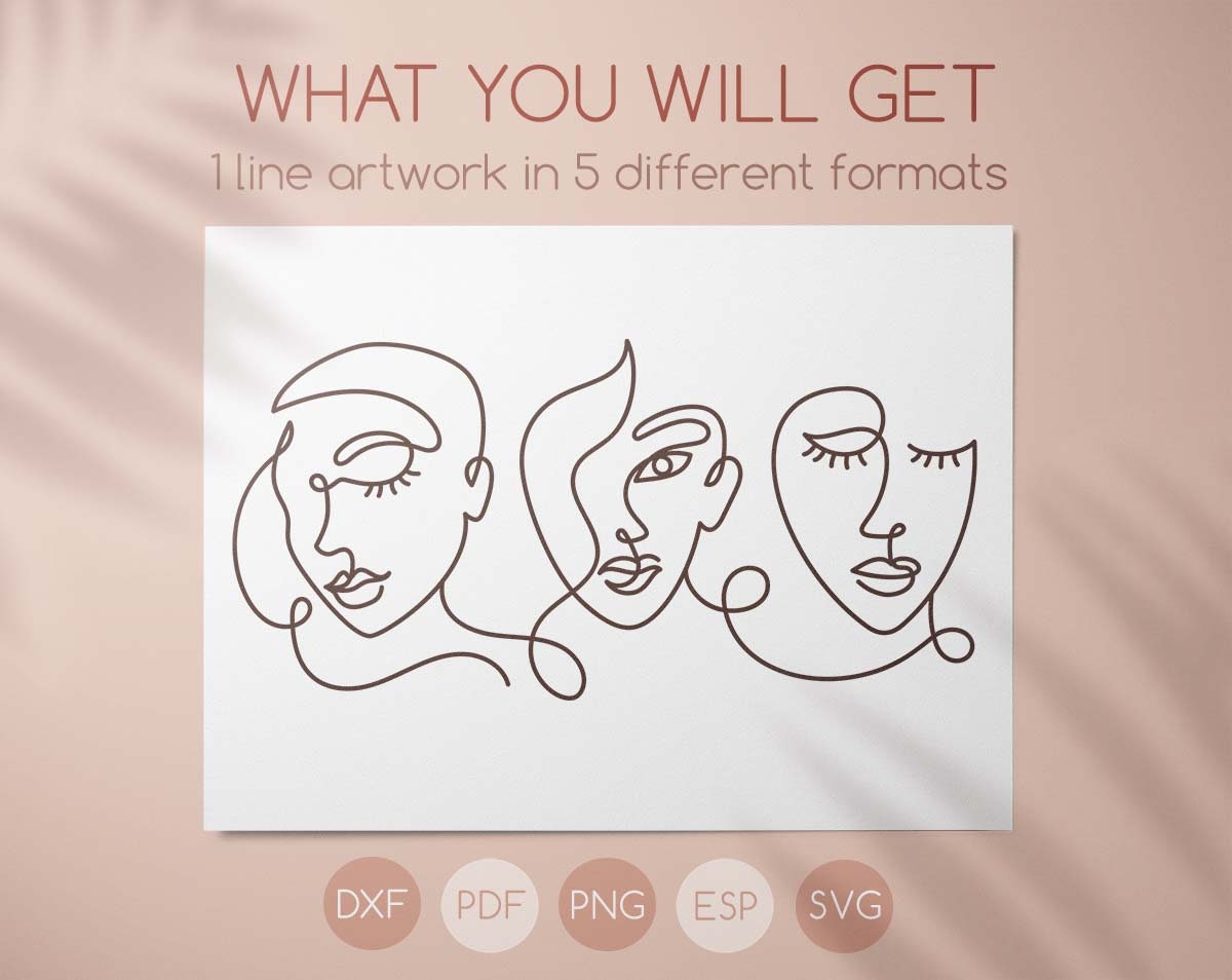 One Line Woman Abstract Face Svg Drawing Abstract Minimal - Etsy