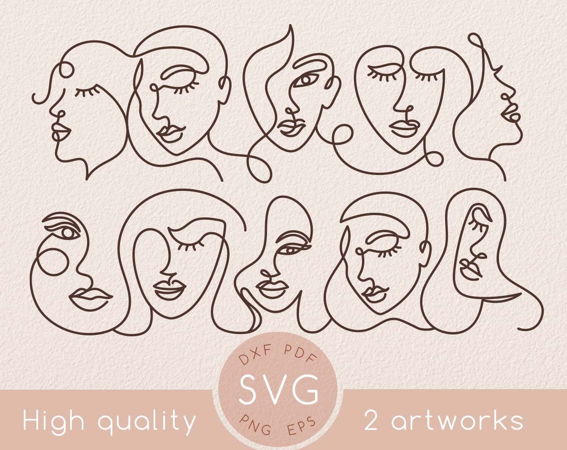 One Line Woman Abstract Face Svg Drawing Coffee Mug Svg - Etsy