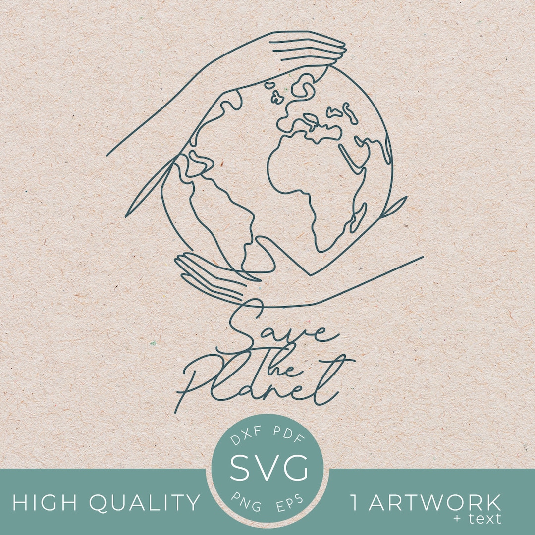Single Line Art Earth Day Svg, Save the Planet Drawing Png, Recycle ...