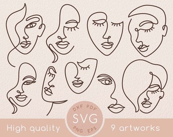 Woman Face Svg | Etsy