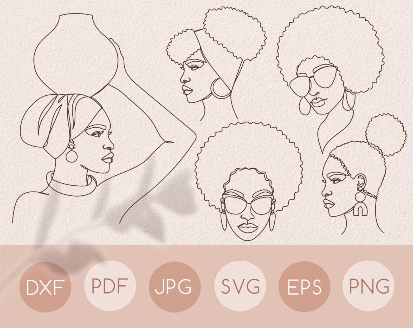 One Line Afro Woman Svg, People Face Drawing, Abstract Minimal Female ...