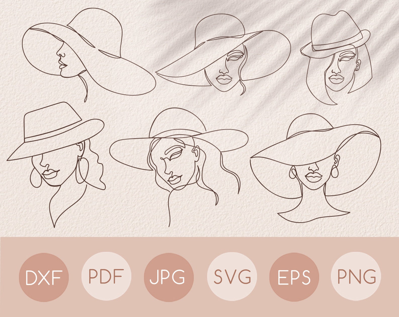 One Line Women Face BUNDLE Svg Drawing Minimal Floral Single - Etsy