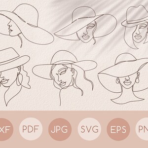 One Line Women Face BUNDLE Svg Drawing, Minimal Floral Single Line Art ...