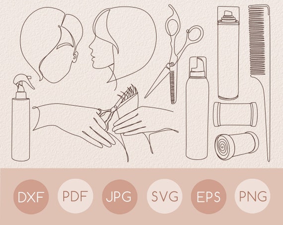One line art kapper svg tekening set Schoonheidssalon single - Etsy ...