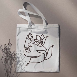 One Line Woman Abstract Face With Flower Svg Drawing, Abstract Minimal ...