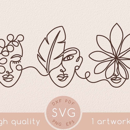 One Line Woman Abstract Face Svg Drawing Abstract Minimal - Etsy