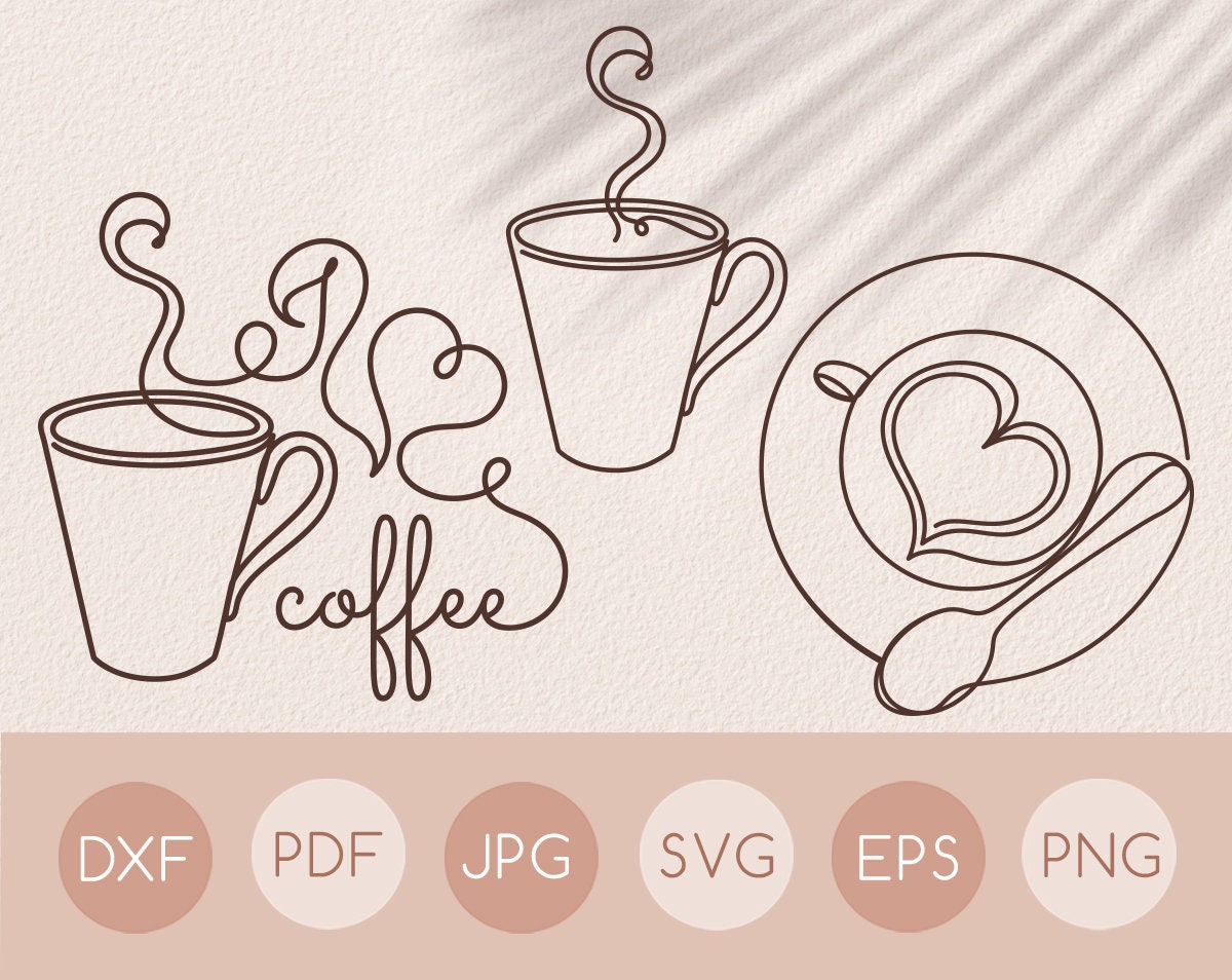 One Line Coffee Cup Sign Clipart Svg, but First Coffee Quotes Minimal ...