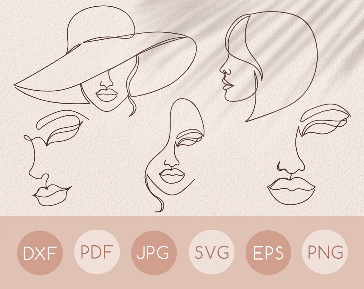 One Line Women Face BUNDLE Svg Drawing Minimal Floral Single - Etsy Canada