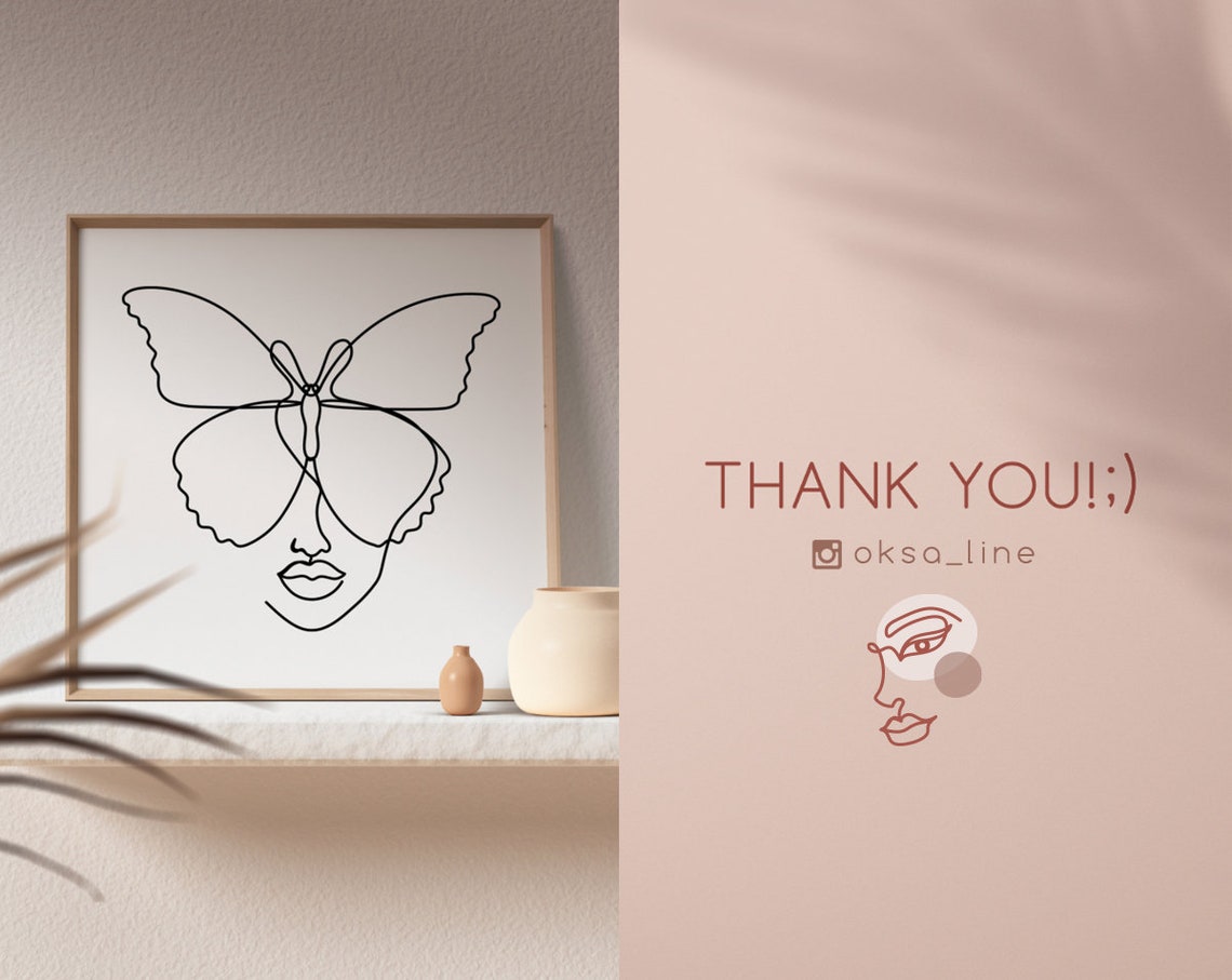 One Line Butterfly Woman Face Svg Drawing Single Line People - Etsy