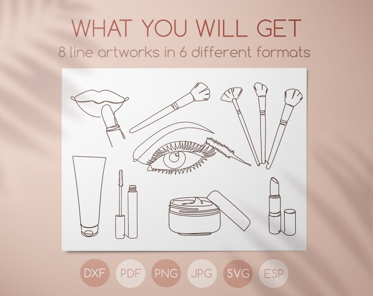 One Line Art Cosmetics Svg Drawing Set Beauty Salon Single - Etsy