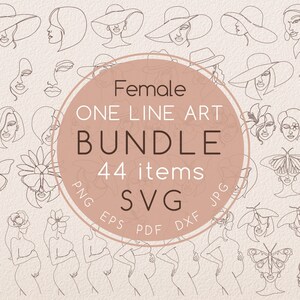 One Line Women Face BUNDLE Svg Drawing, Minimal Floral Single Line Art ...