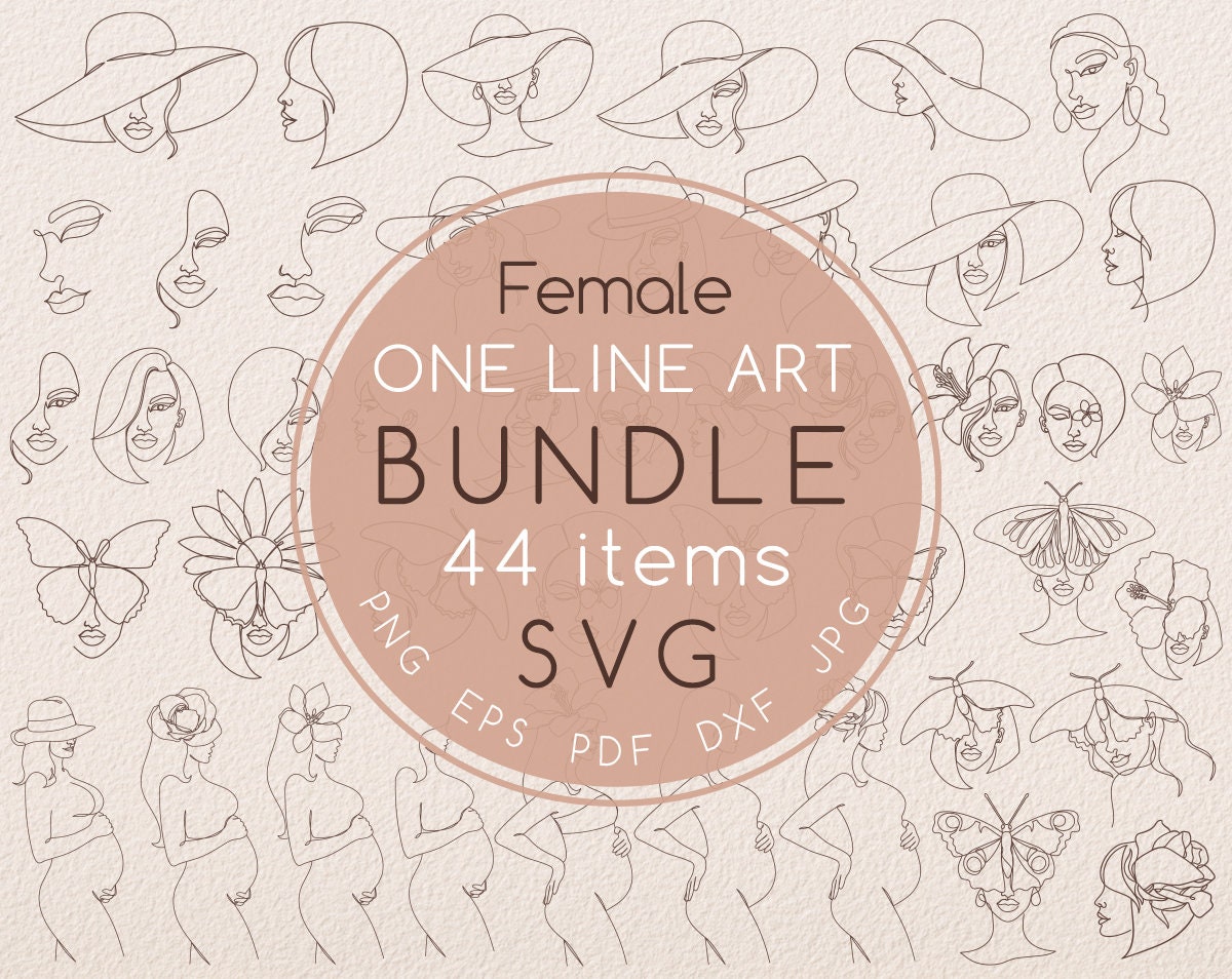 One Line Women Face BUNDLE Svg Drawing Minimal Floral Single - Etsy Canada