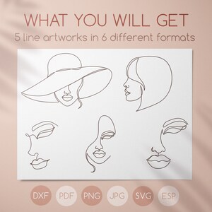 One Line Woman Face Svg Drawing, Abstract Minimal Female Single Line ...
