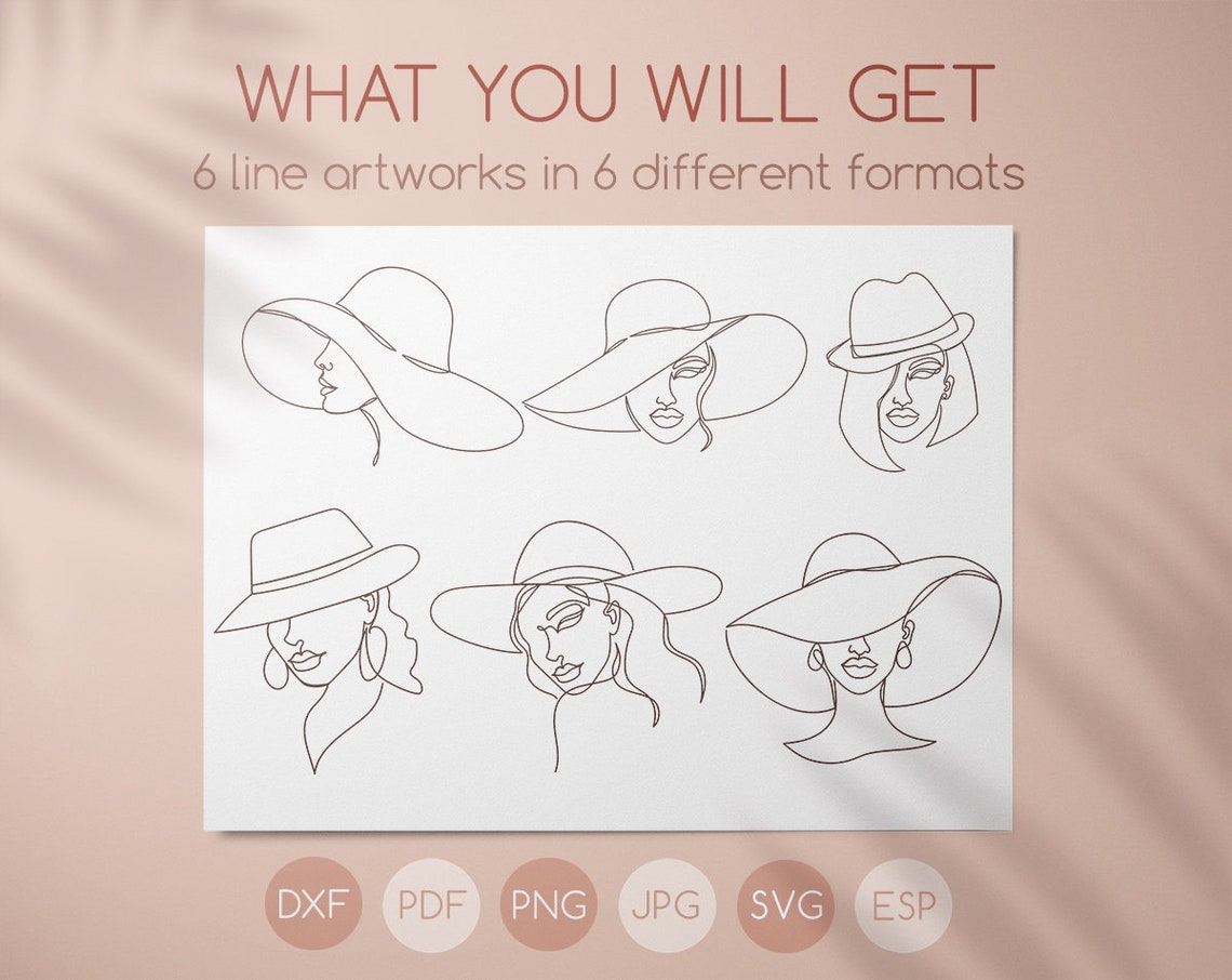 One Line Art Woman Face Svg Drawing Abstract Svg Minimal - Etsy