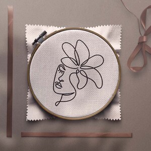 One Line Woman Abstract Face With Flower Svg Drawing, Abstract Minimal ...